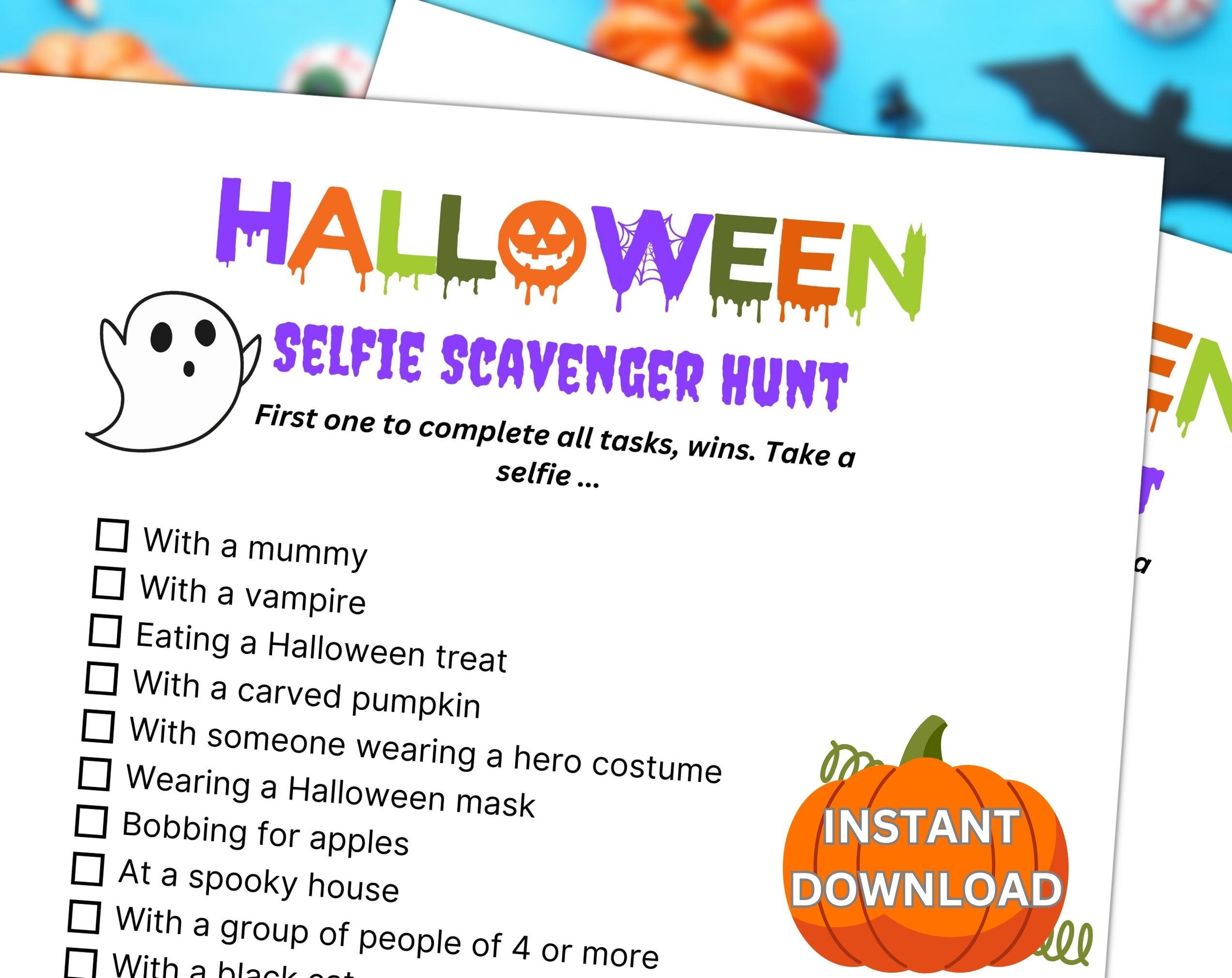 Printable Halloween Selfie Scavenger Hunt for Kids Halloween - Etsy