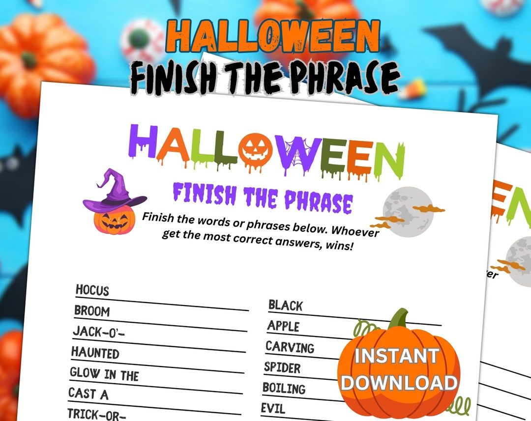 Printable Halloween Finish the Phrase Halloween Activity for Kids and ...
