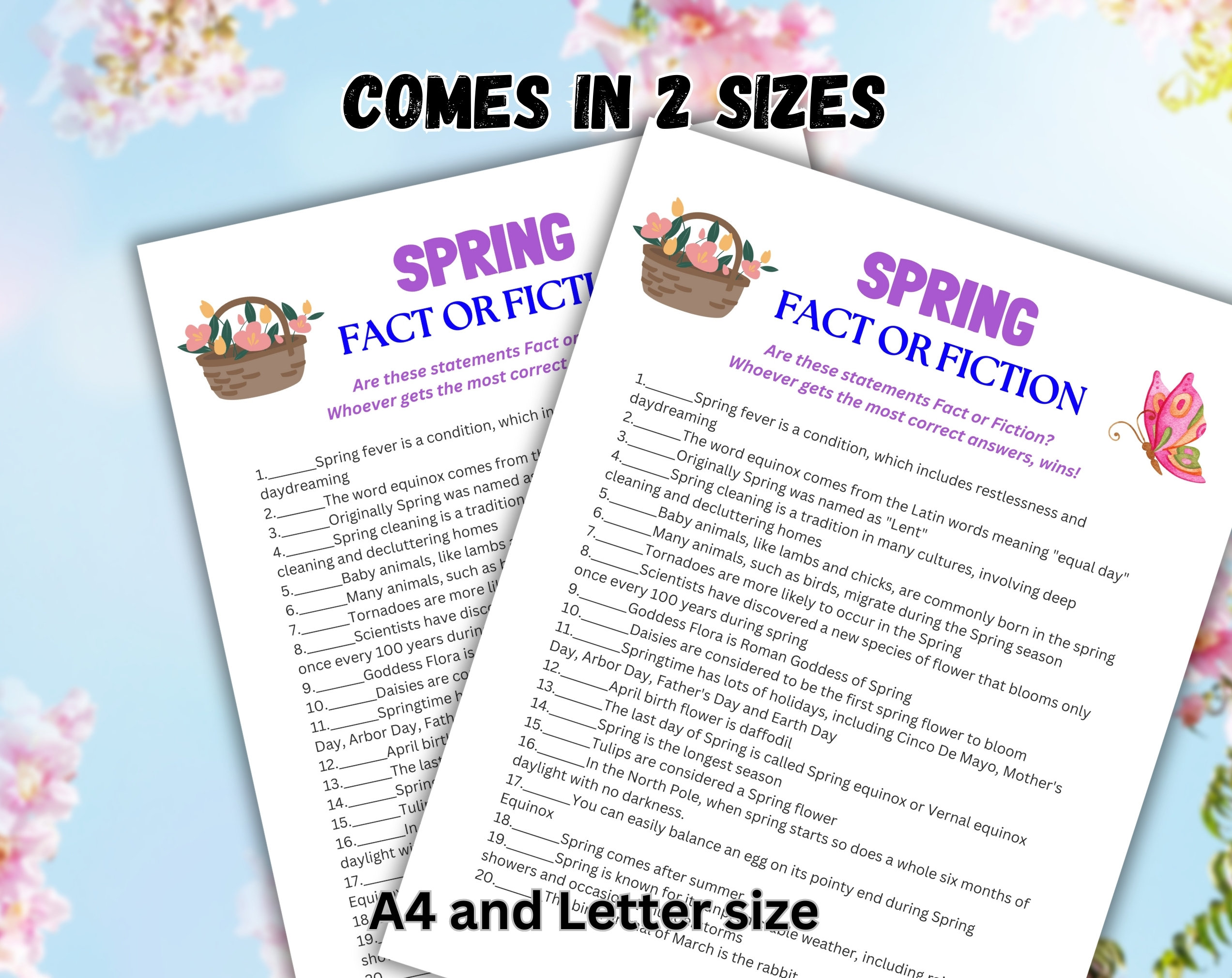 Printable Spring Fact or Fiction Game Spring Activity for Kids and ...