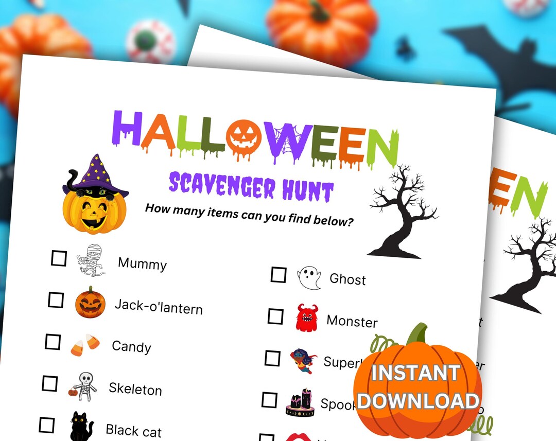 Printable Halloween Scavenger Hunt for Kids | Halloween Party Game ...