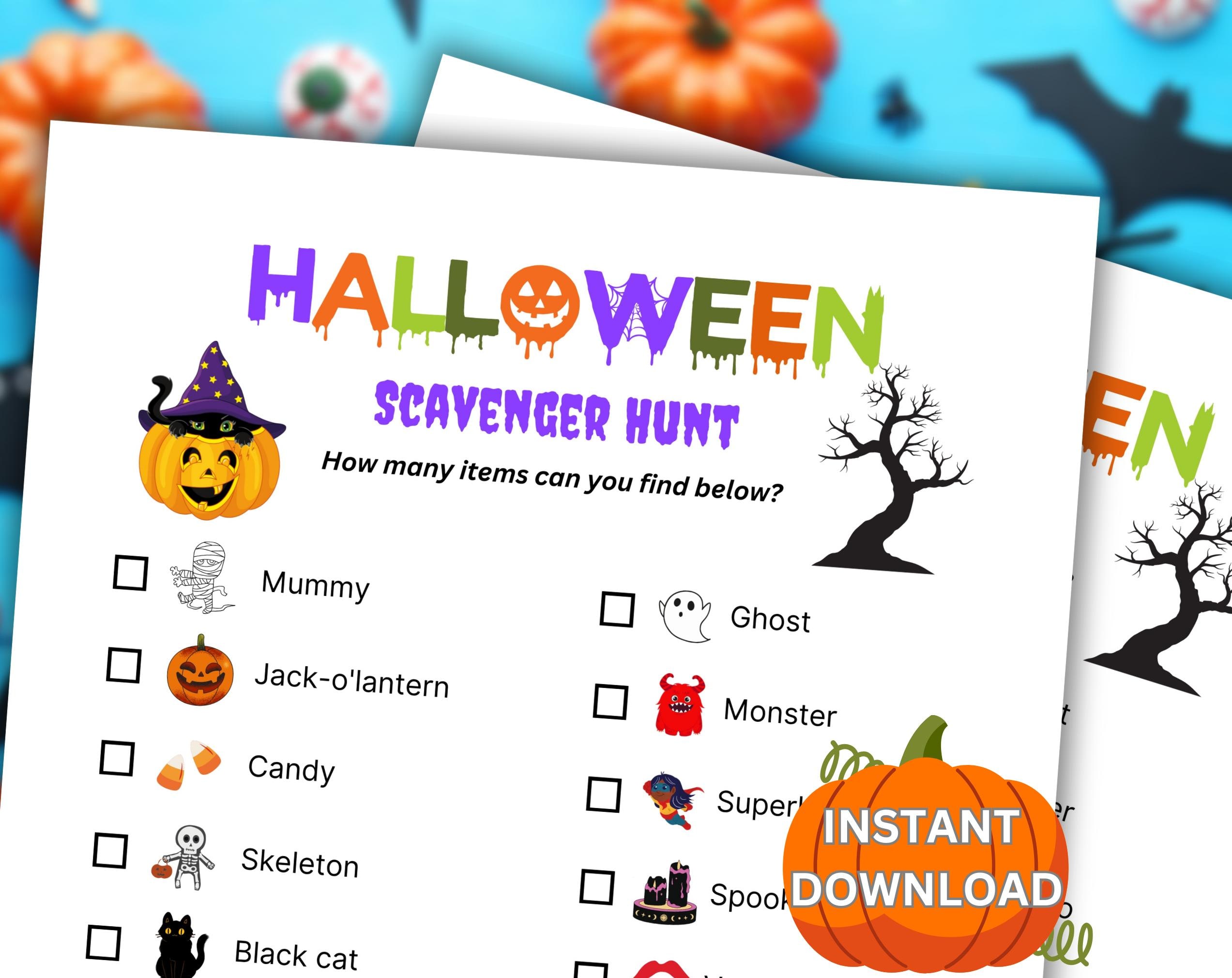 Printable Halloween Scavenger Hunt for Kids | Halloween Party Game ...