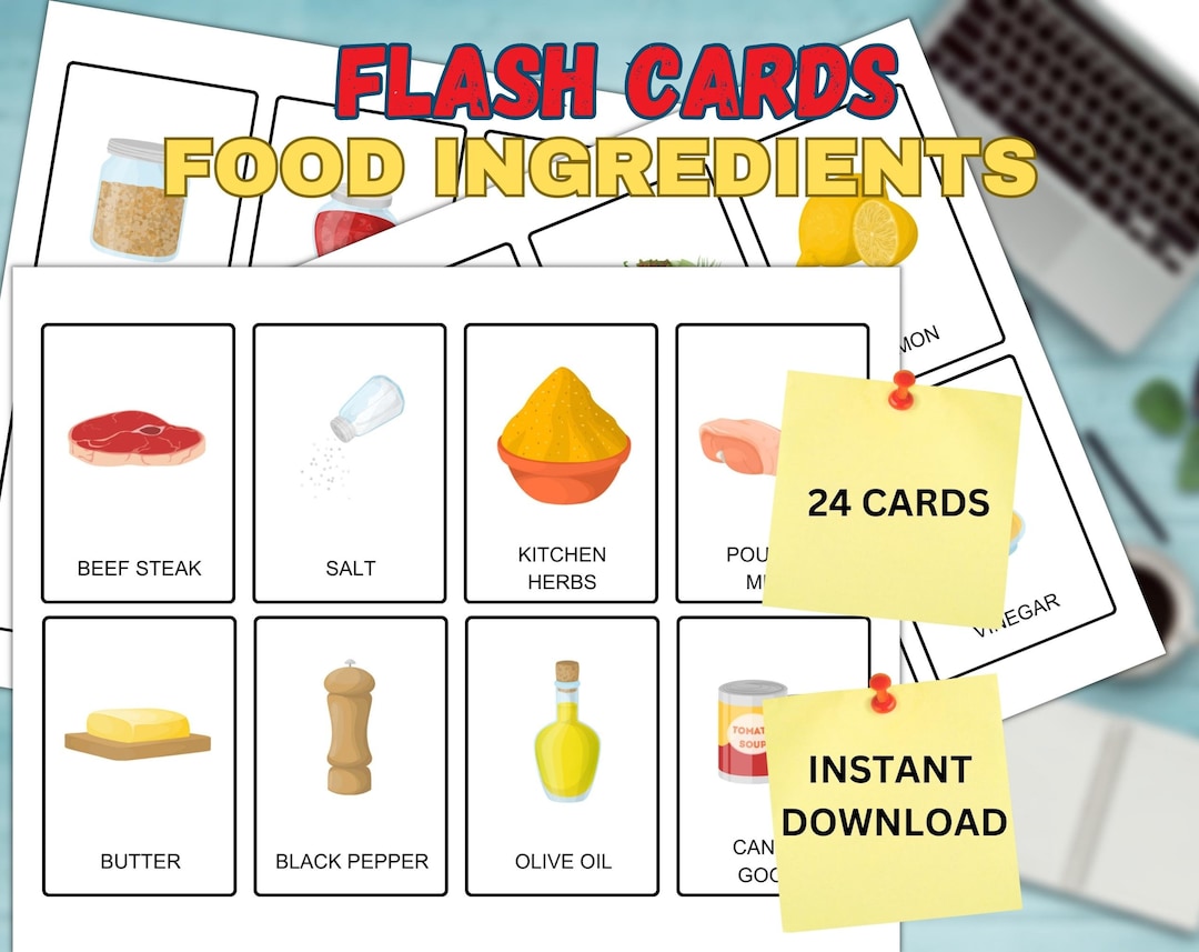 Printable Food Ingredients Flash Cards | Montessori Cards | 24 ...