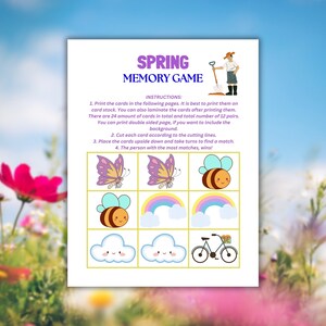 Printable Spring Memory Game | Spring Activity for Kids and Adults ...