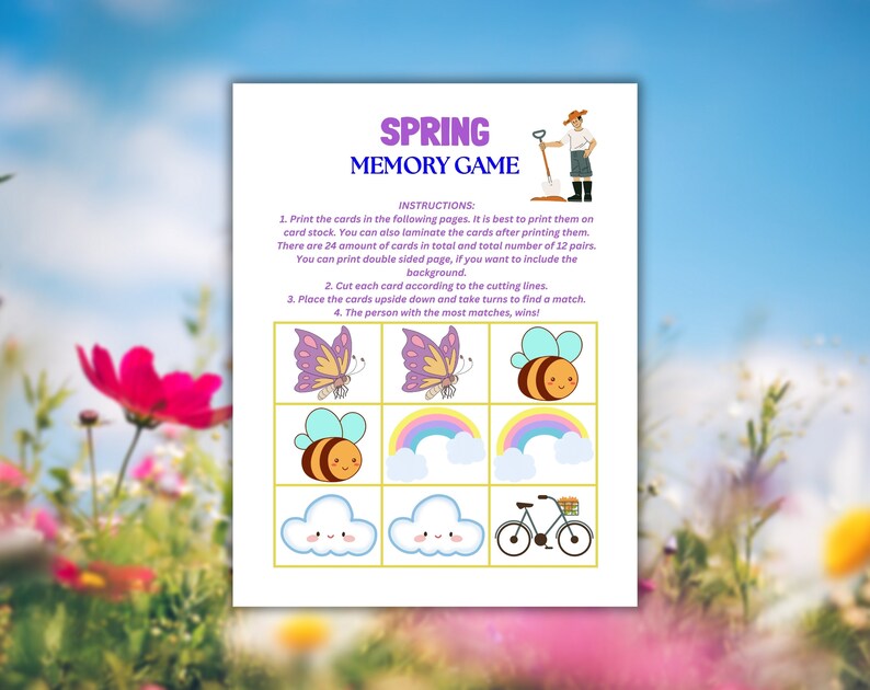 Printable Spring Memory Game | Spring Activity for Kids and Adults ...