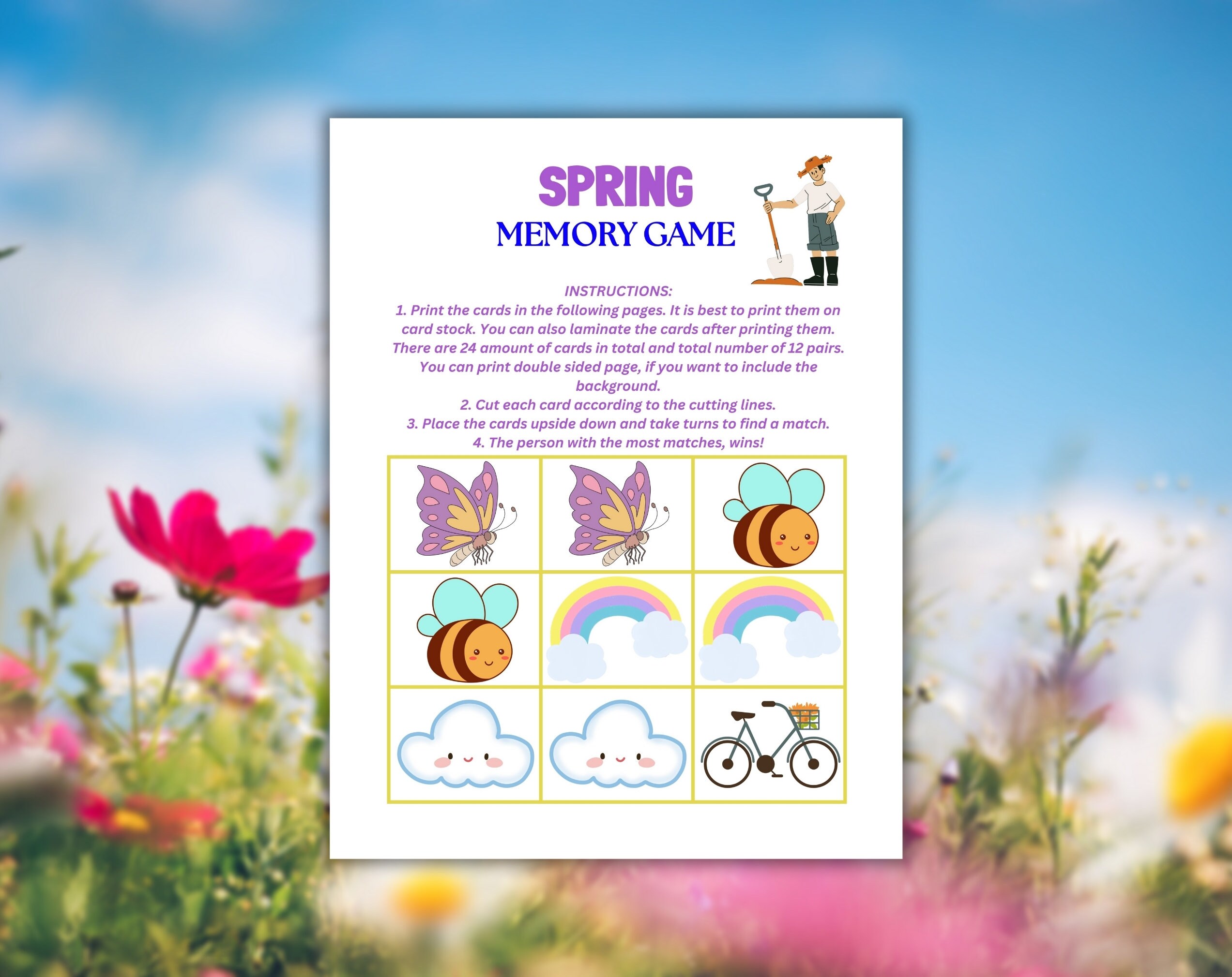 Printable Spring Memory Game | Spring Activity for Kids and Adults ...