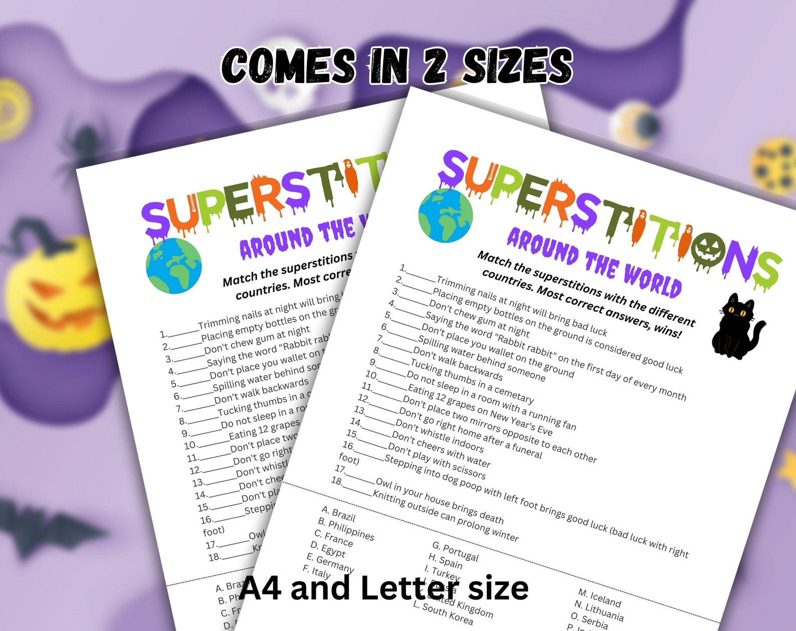 Halloween Around the World Superstitions Game | Printable Party ...
