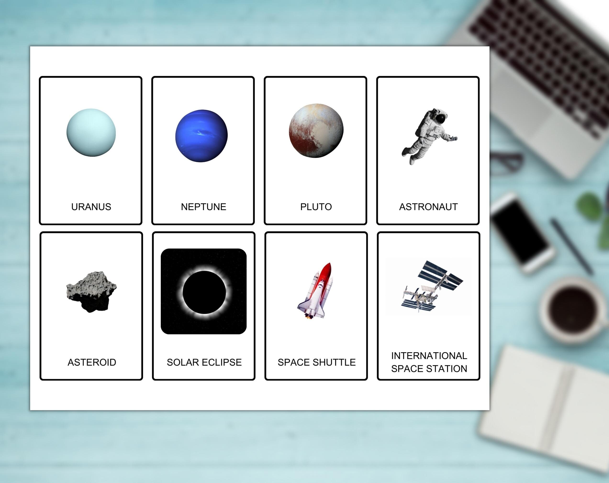 Printable Space Flash Cards | Montessori Cards | 24 Nomenclature Flash ...
