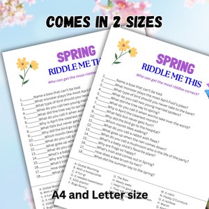 Printable Spring Riddle Me This Game Spring Activity for Kids and ...