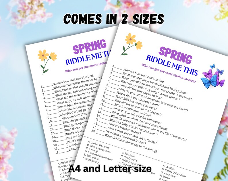 Printable Spring Riddle Me This Game | Spring Activity for Kids and ...