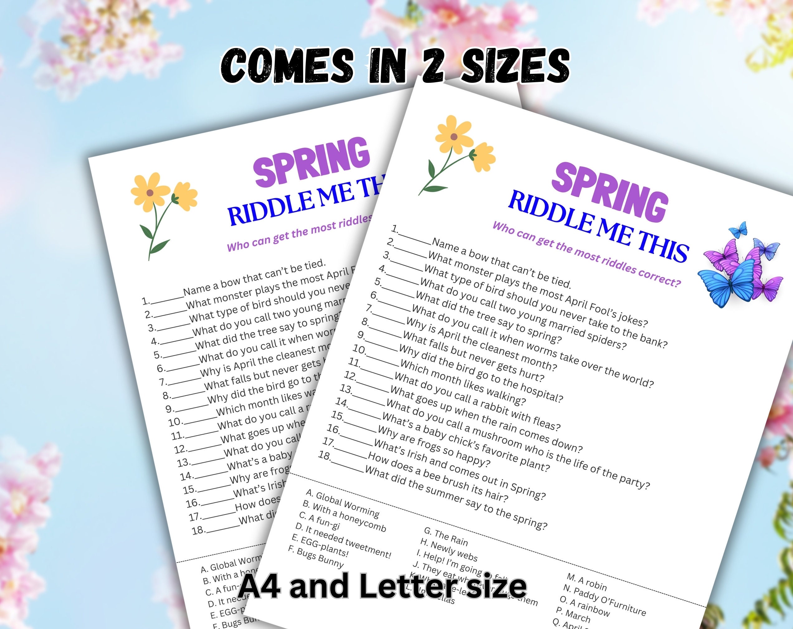 Printable Spring Riddle Me This Game | Spring Activity for Kids and ...