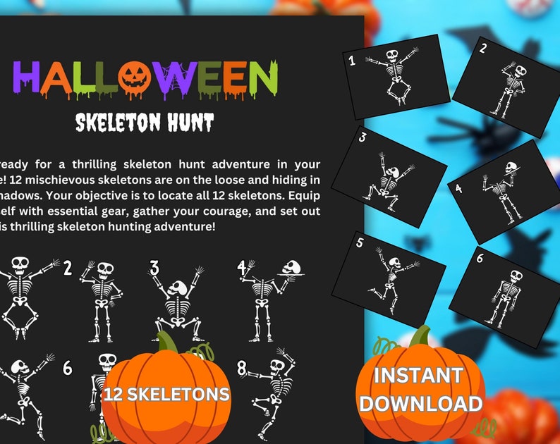 Printable Halloween Skeleton Hunt for Kids Halloween Activity for Kids ...