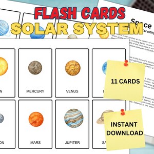 Printable Solar System (watercolor) Flash Cards | Montessori Cards | 11 ...