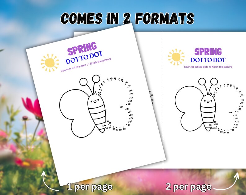 Printable Spring Dot to Dot Spring Activity for Kids and Adults Party ...