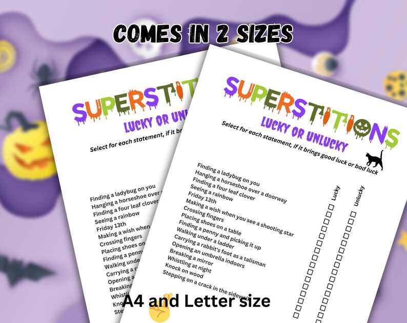 Printable Halloween Superstitions Lucky or Unlucky Game | Halloween ...