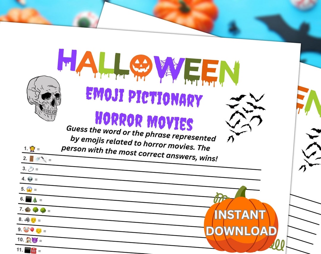 Halloween Horror Movie Emoji Pictionary Game | Printable Party Activity ...