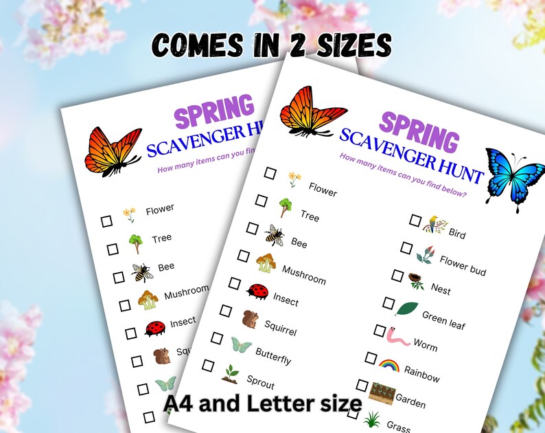 Printable Spring Scavenger Hunt for Kids Spring Party Game Children ...