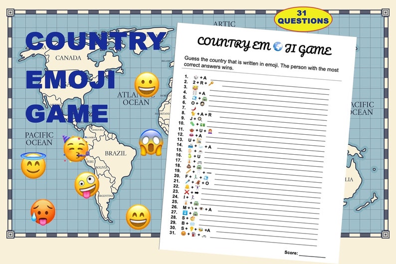 Guess Country Emoji Game | Country Emoji Pictionary Game | Printable ...