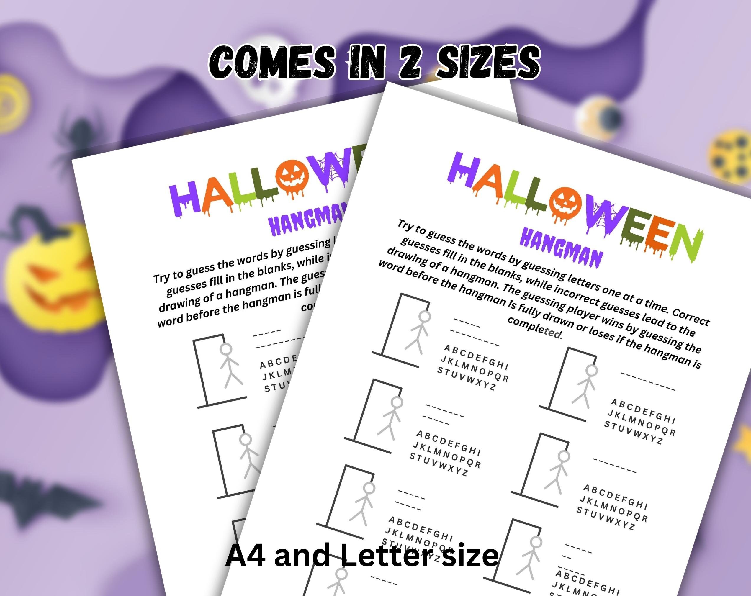 Printable Halloween Hangman | Halloween Activity for Kids and Adults ...