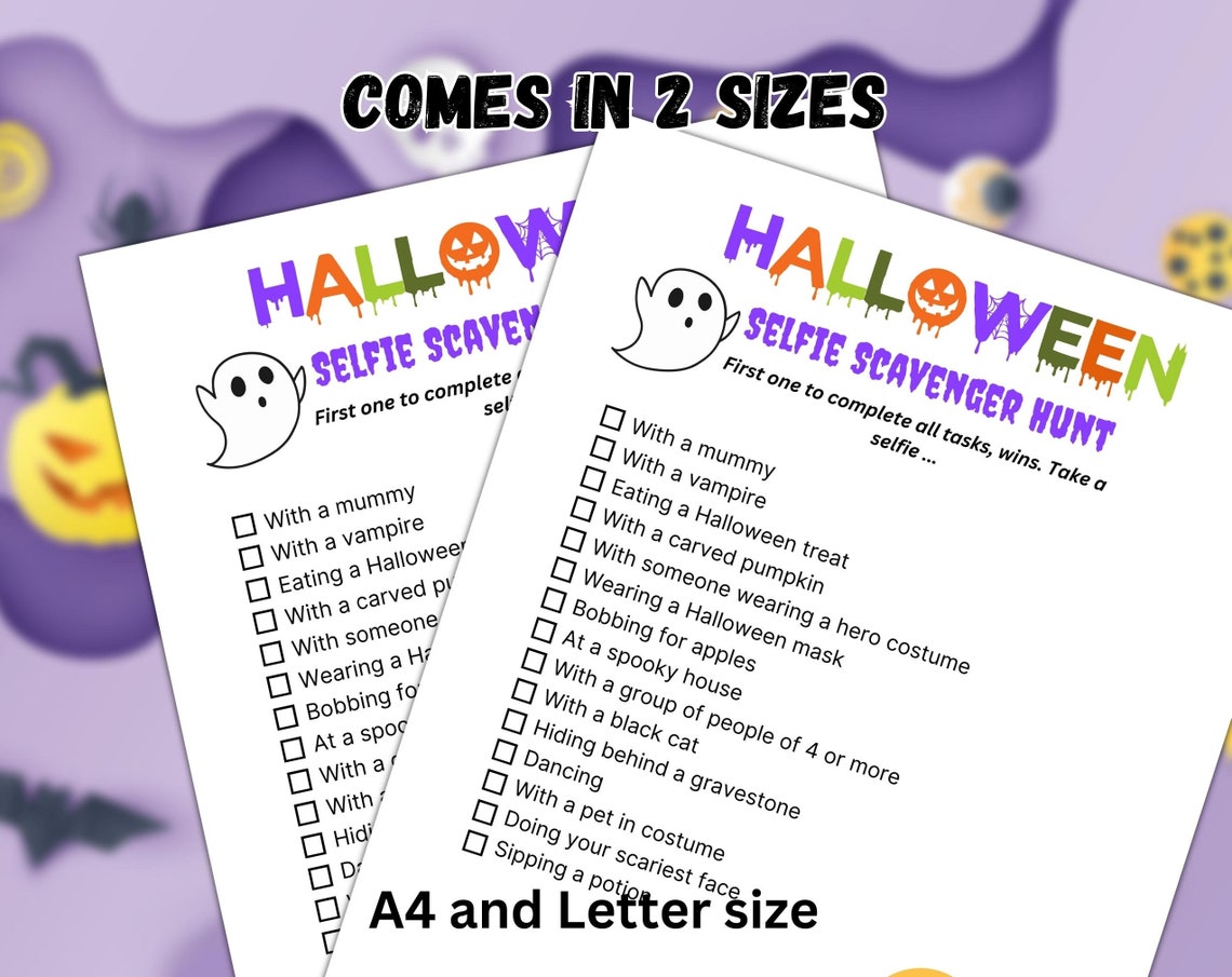 Printable Halloween Selfie Scavenger Hunt for Kids Halloween - Etsy