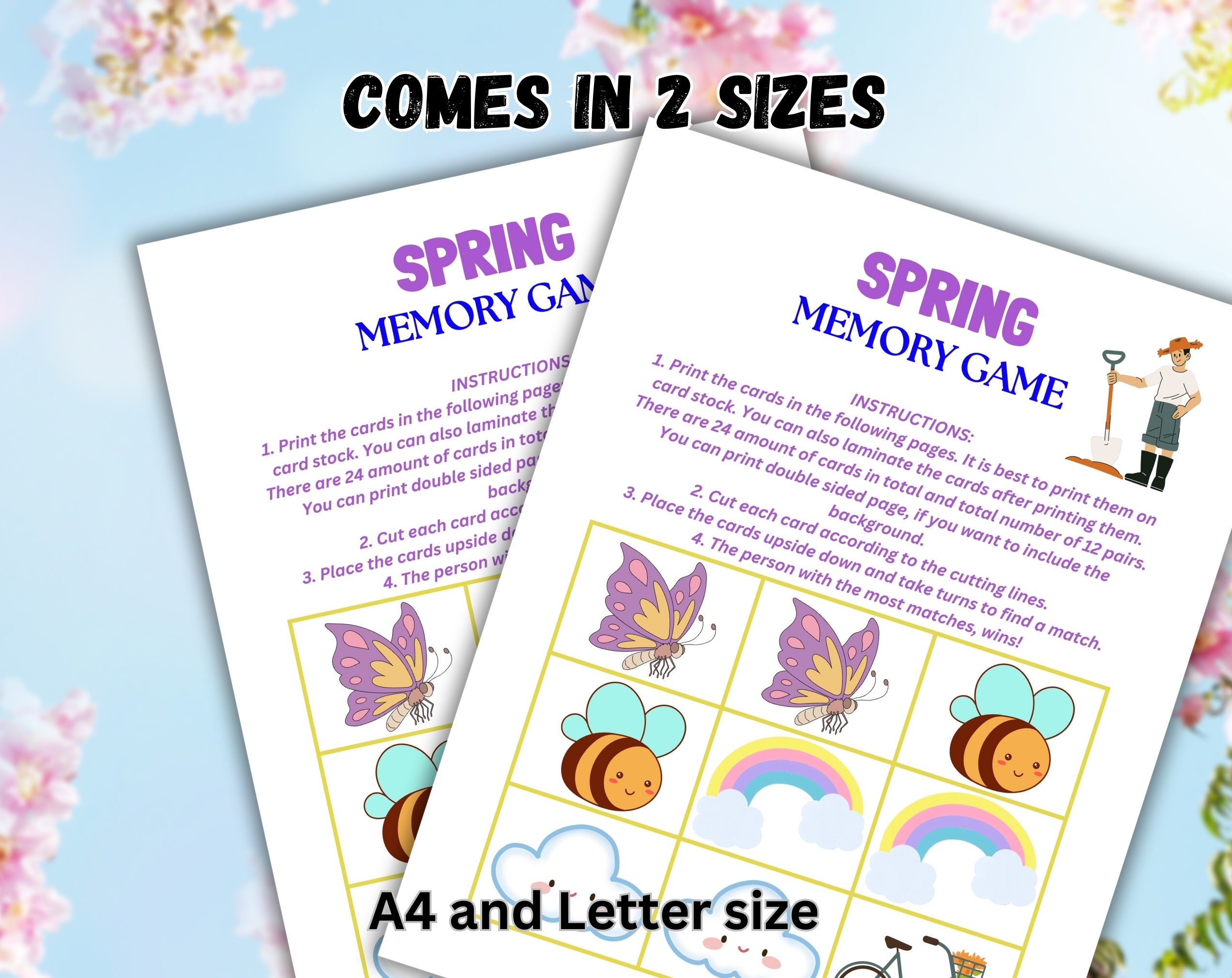 Printable Spring Memory Game Spring Activity for Kids and Adults Party ...