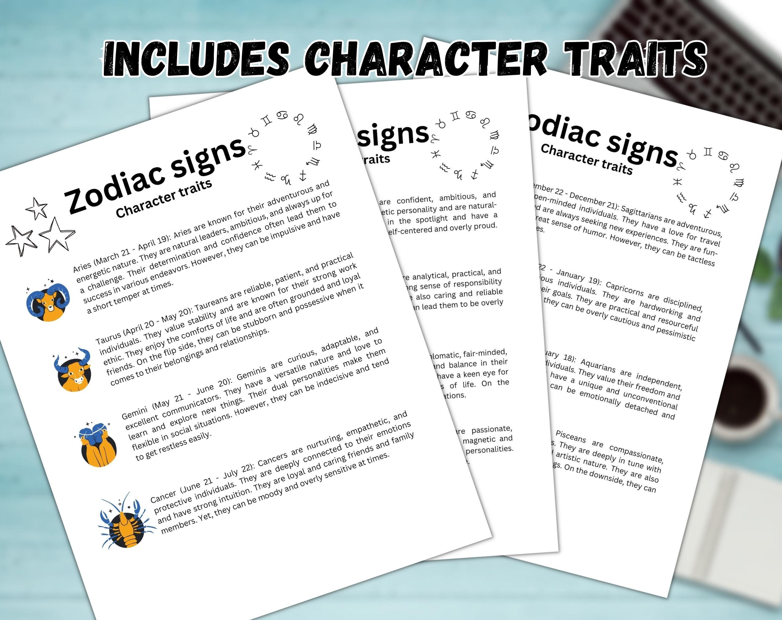 Printable Zodiac Signs Flash Cards | Montessori Cards | 48 Nomenclature ...