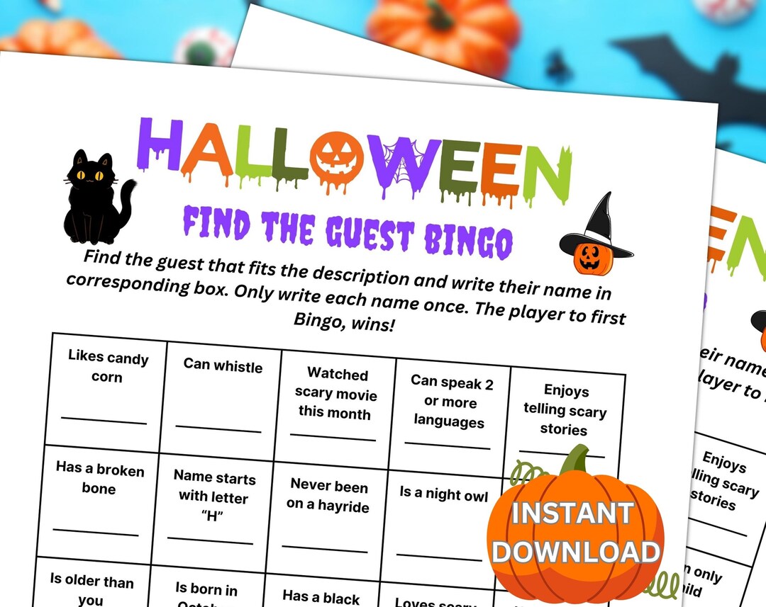 Printable Halloween Find the Guest Bingo Halloween Activity - Etsy