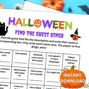 Printable Halloween Find the Guest Bingo Halloween Activity - Etsy
