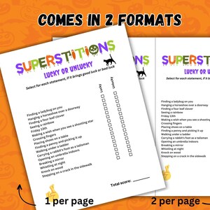 Printable Halloween Superstitions Lucky or Unlucky Game | Halloween ...