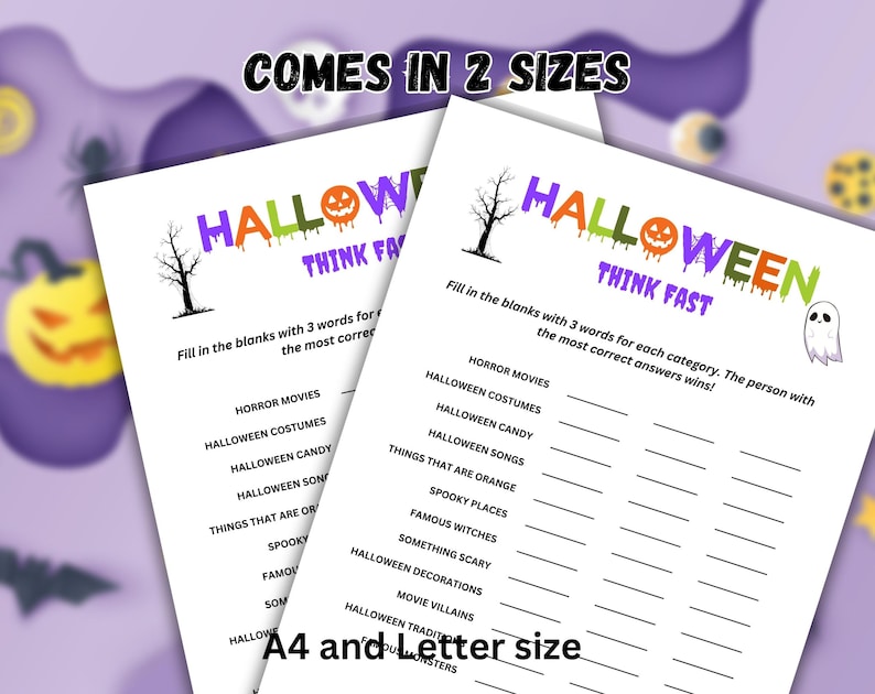 Printable Halloween Think Fast Game for Kids | Halloween Party Game ...