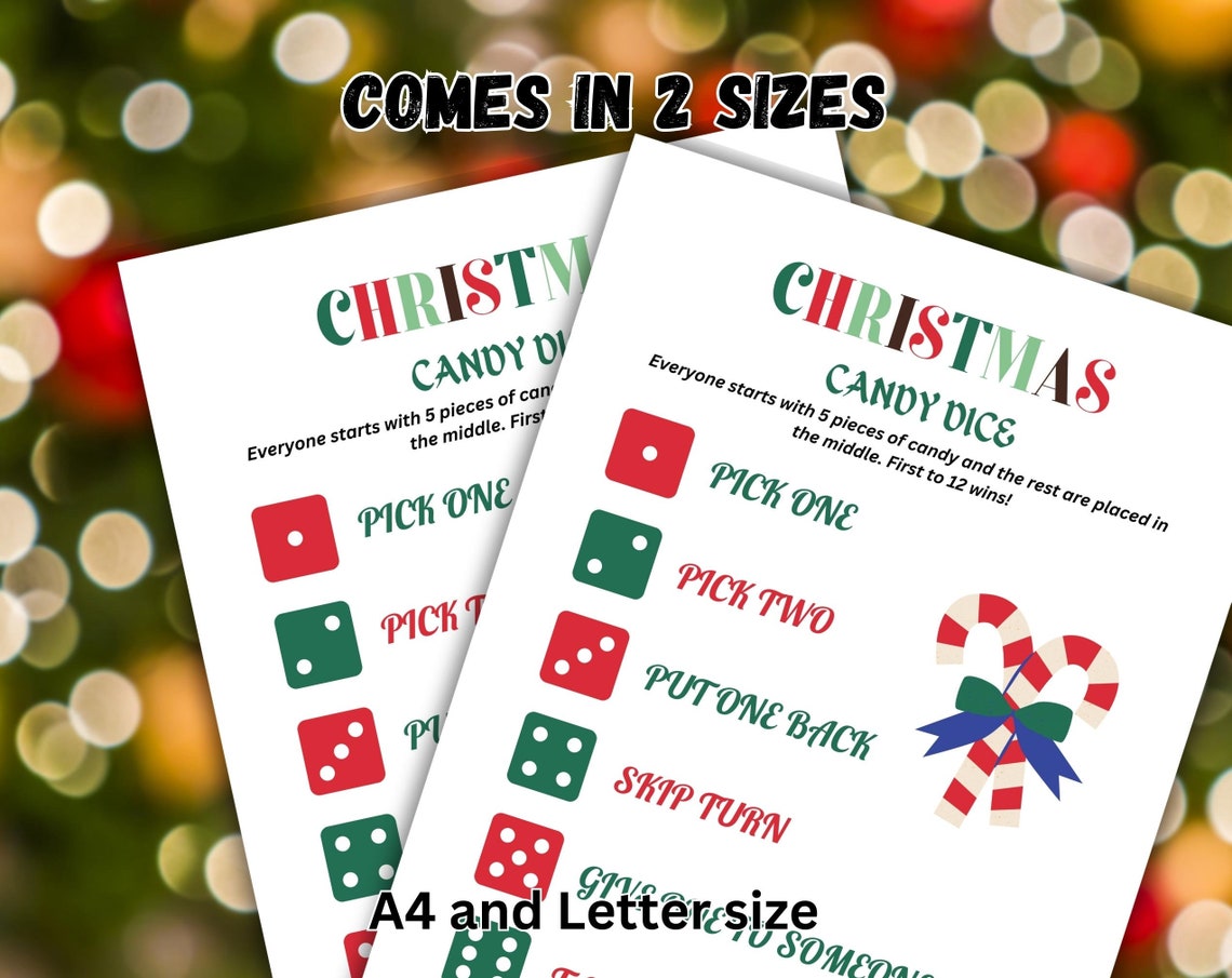 Printable Christmas Candy Dice Game | Christmas Activity for Kids and ...