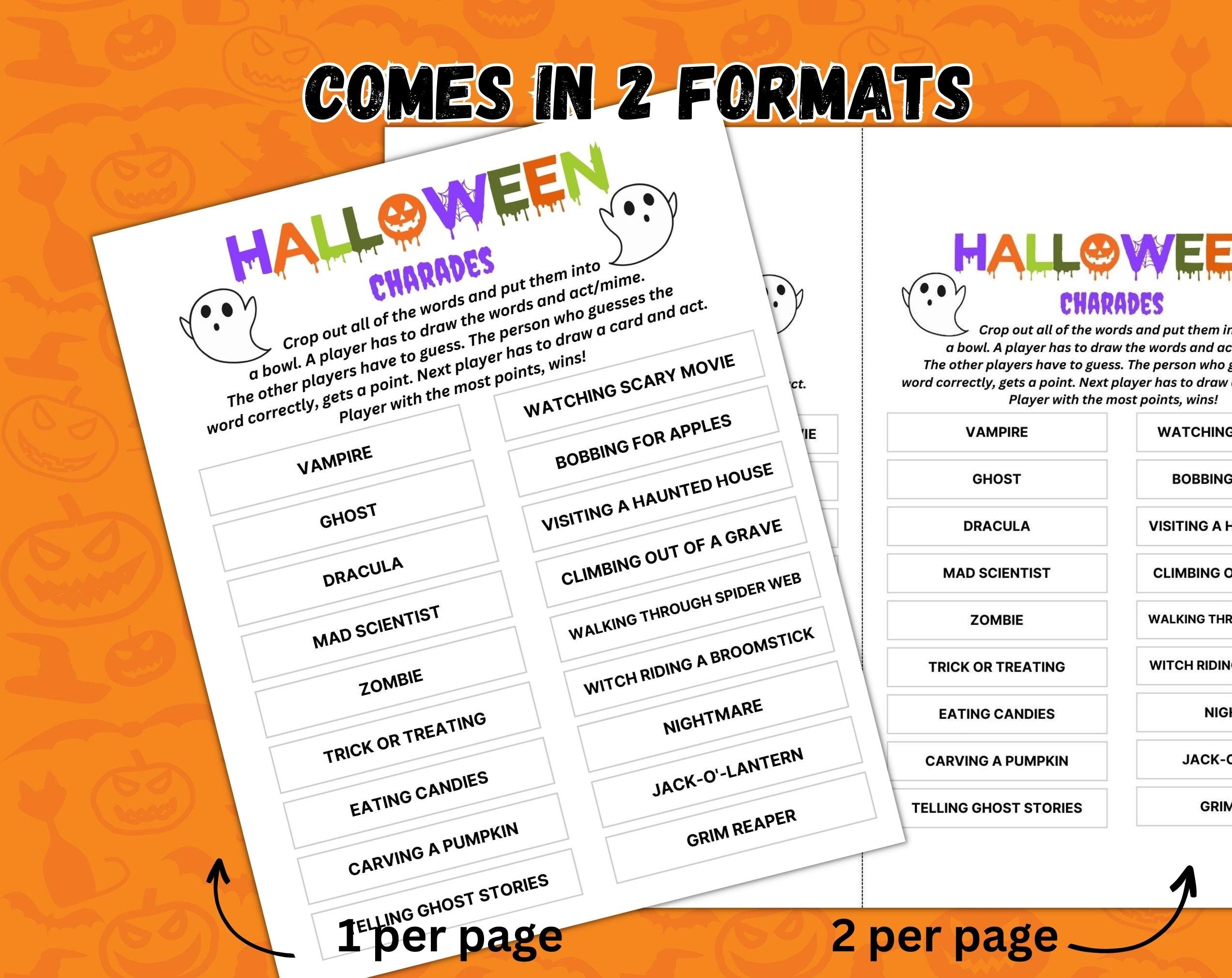 Halloween Charades Game | Printable Party Activity for Kids & Adults ...