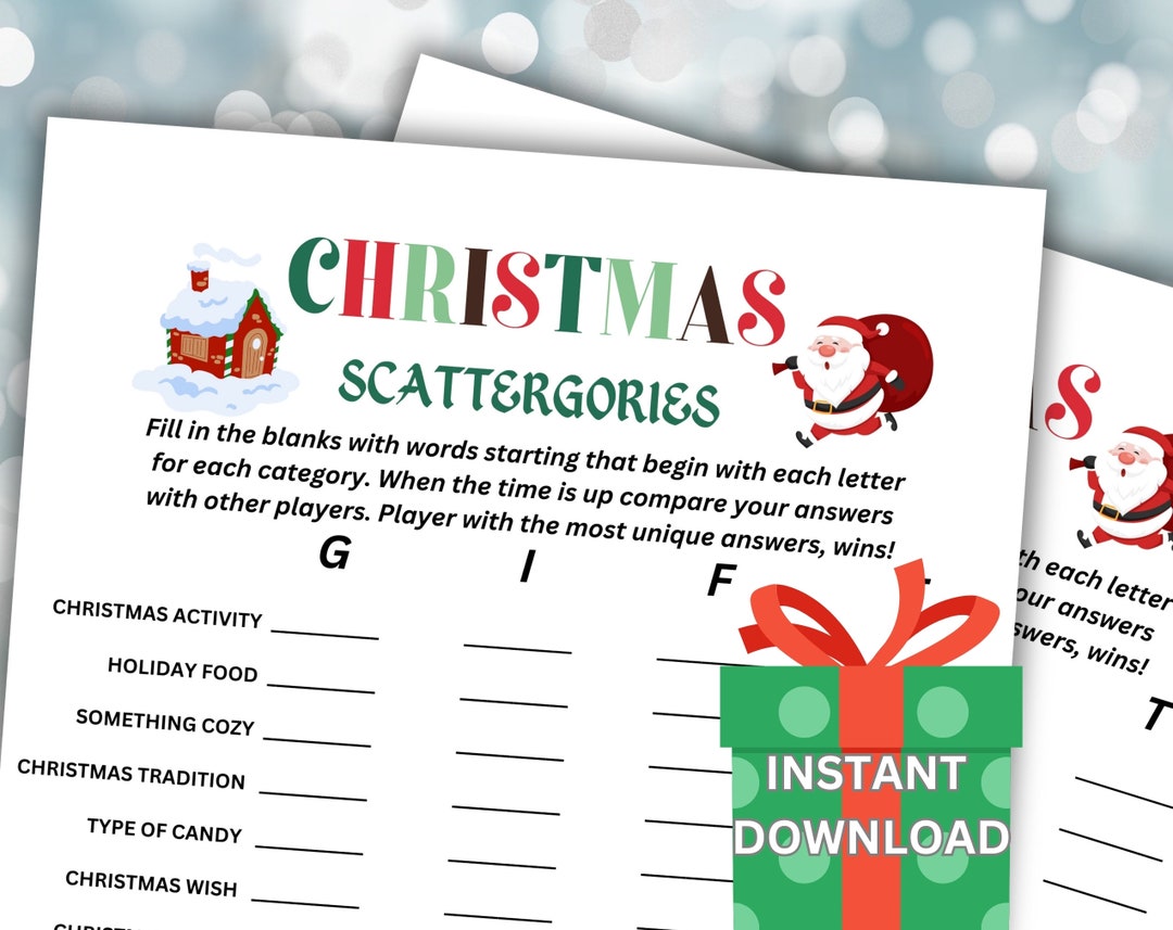 Printable Christmas Scattergories Game | Christmas Activity for Kids ...