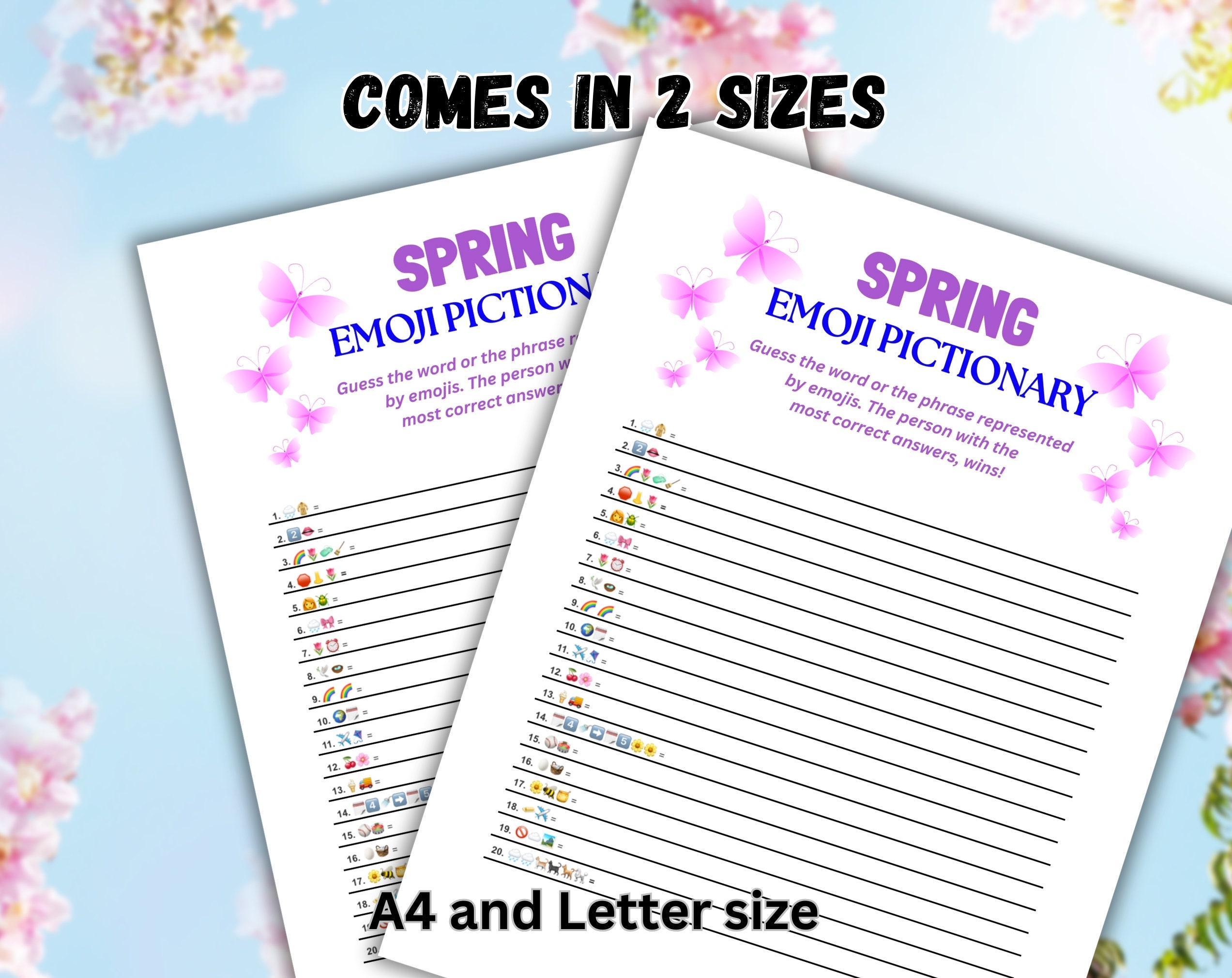 Printable Spring Emoji Pictionary Game | Spring Activity for Kids and ...