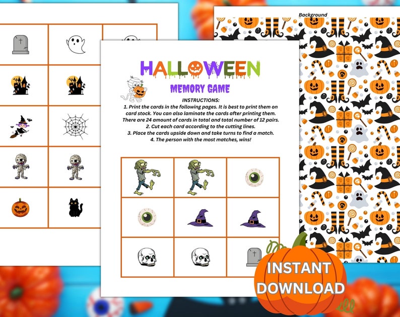 Halloween Memory Game | Printable Party Activity for Kids & Adults ...