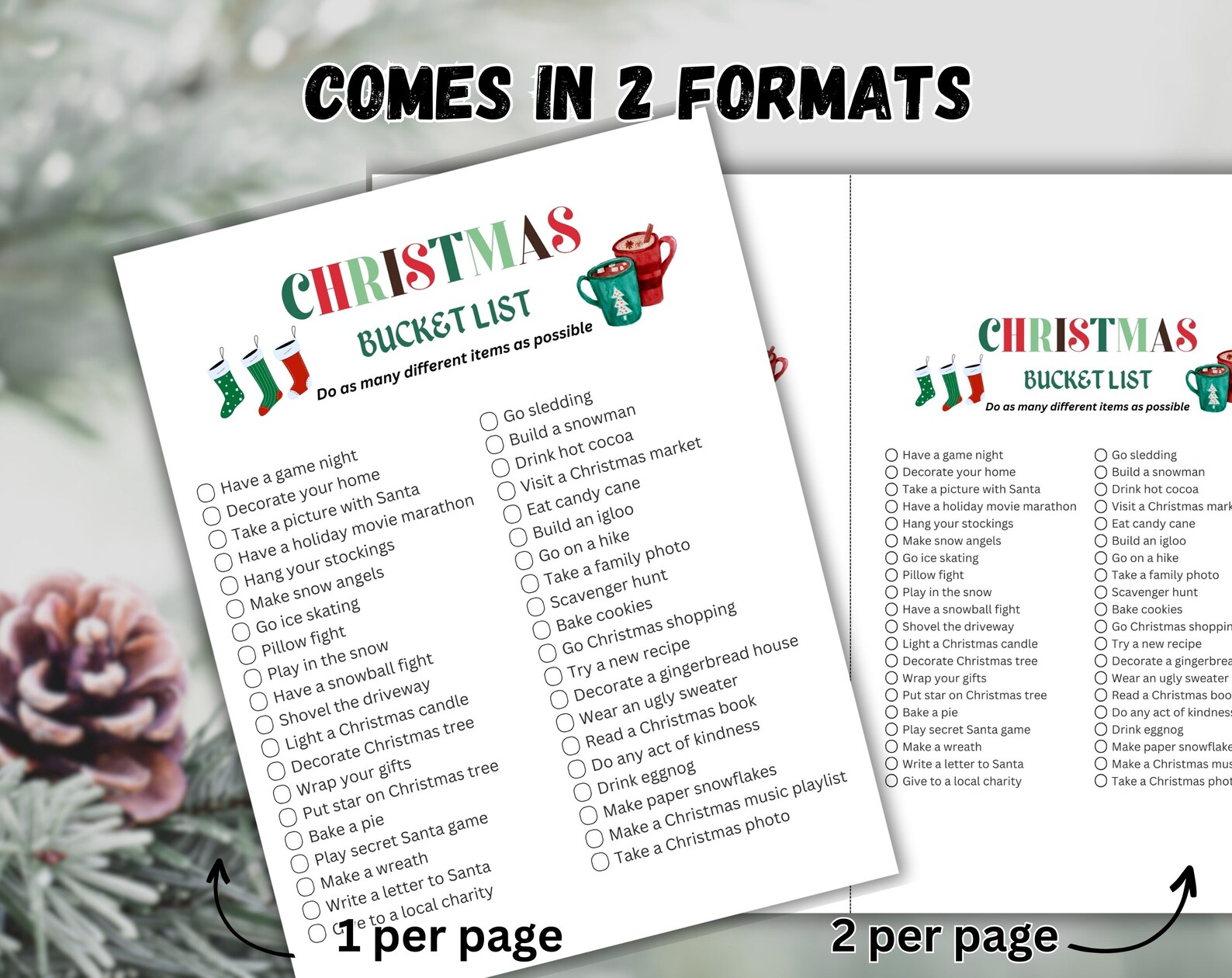 Printable Christmas Bucket List Game | Christmas Activity for Kids and ...