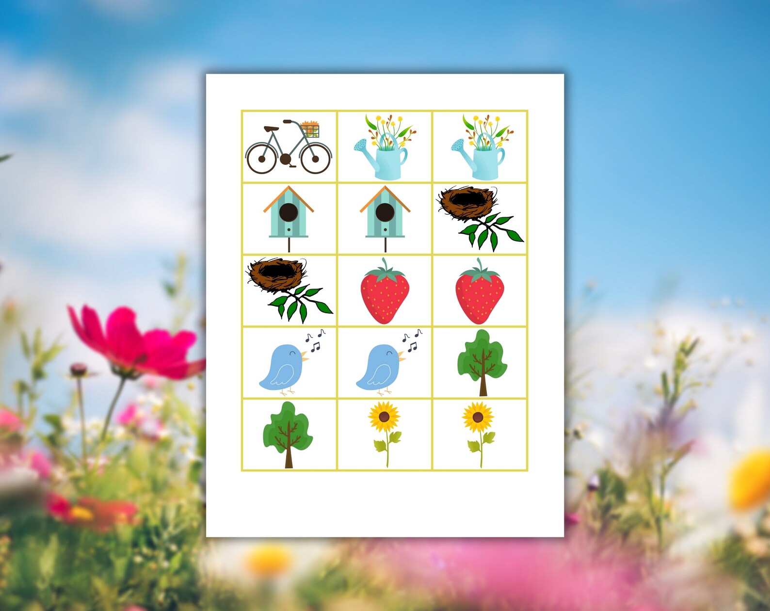 Printable Spring Memory Game | Spring Activity for Kids and Adults ...