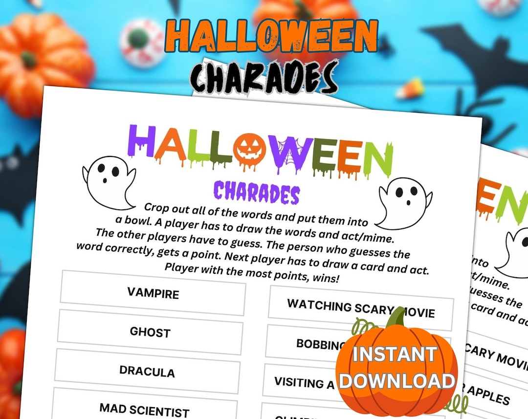 Halloween Charades Game | Printable Party Activity for Kids & Adults ...