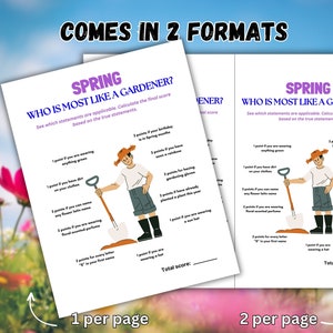 Printable Spring Who is Most Like A Gardener? Game | Spring Activity ...
