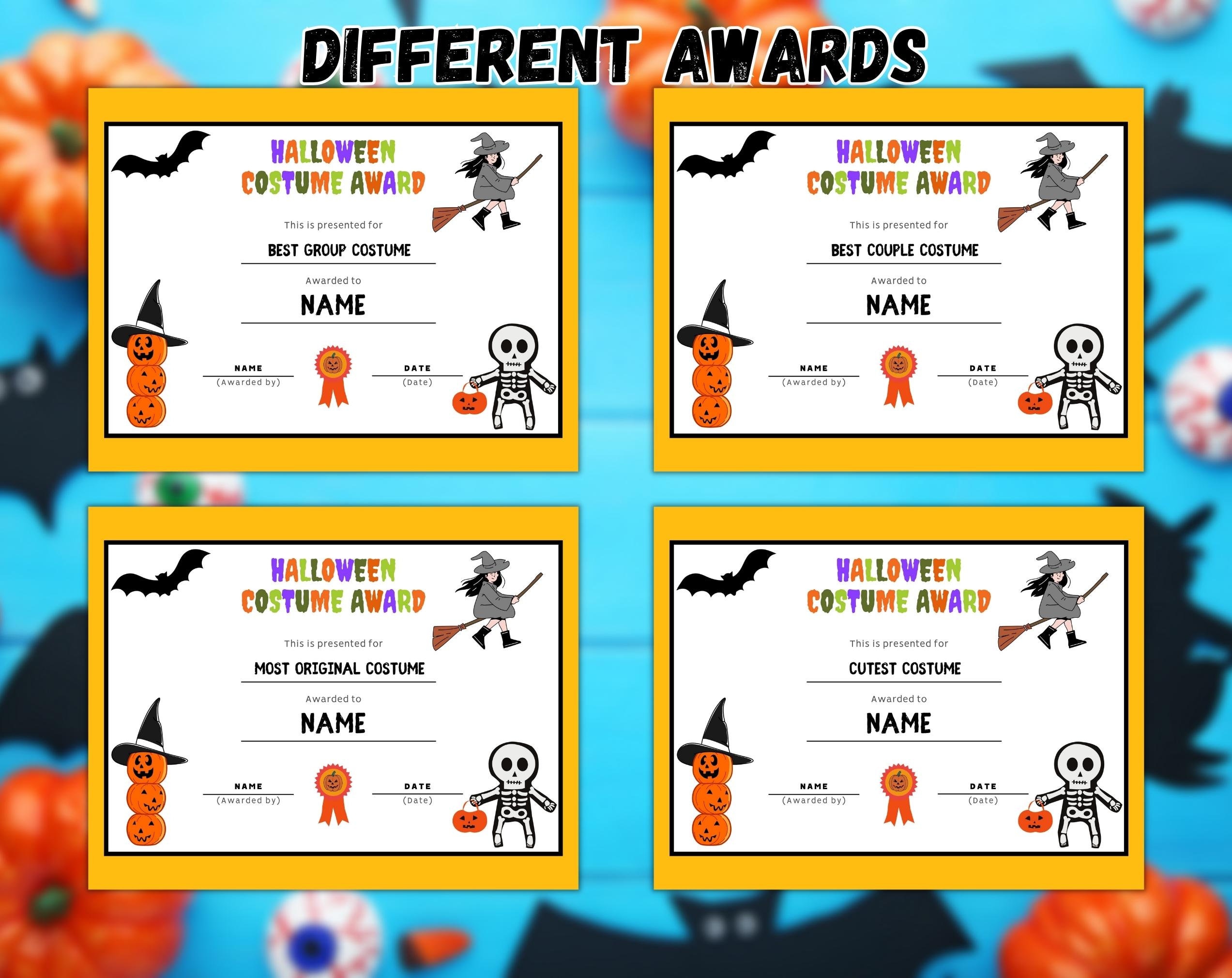 Printable Halloween Costume Awards Bundle | Halloween Costume ...