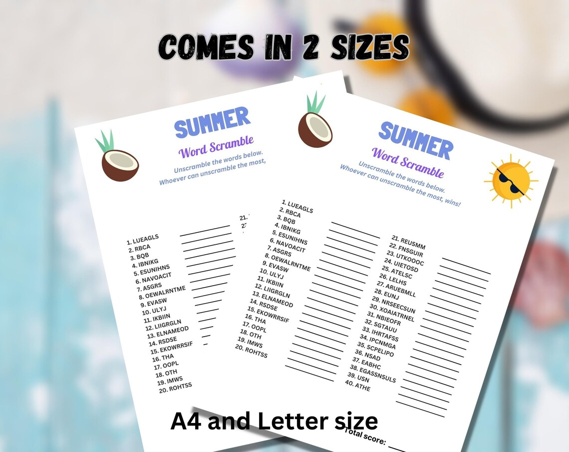 Printable Summer Word Scramble | Summer Activity for Kids and Adults ...