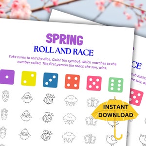 Printable Spring Roll and Race | Spring Activity for Kids and Adults ...