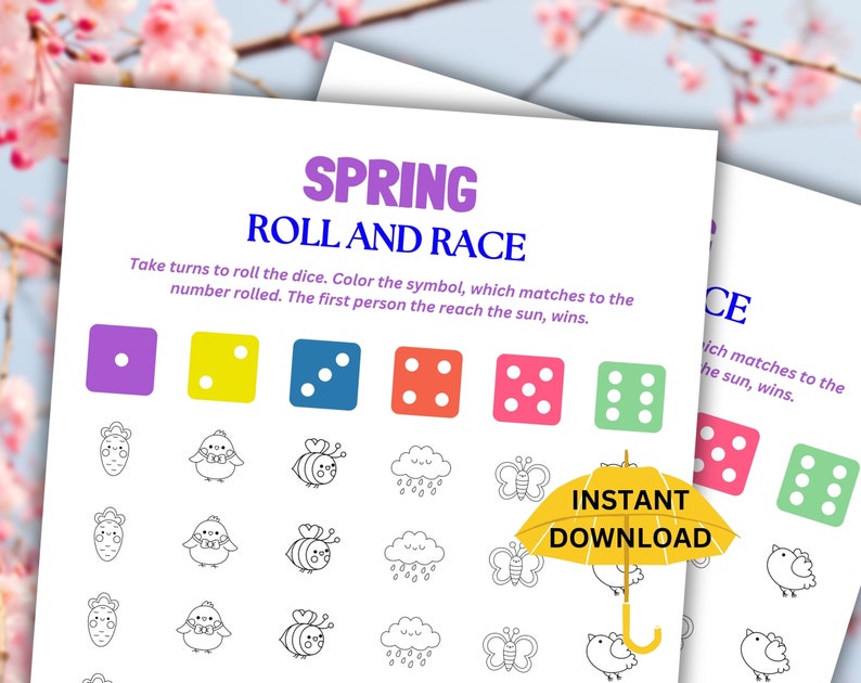Printable Spring Roll and Race Spring Activity for Kids and Adults ...