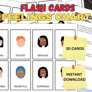 Printable Feelings Chart Flash Cards | Montessori Cards | 30 ...
