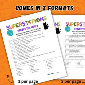 Halloween Around the World Superstitions Game | Printable Party ...