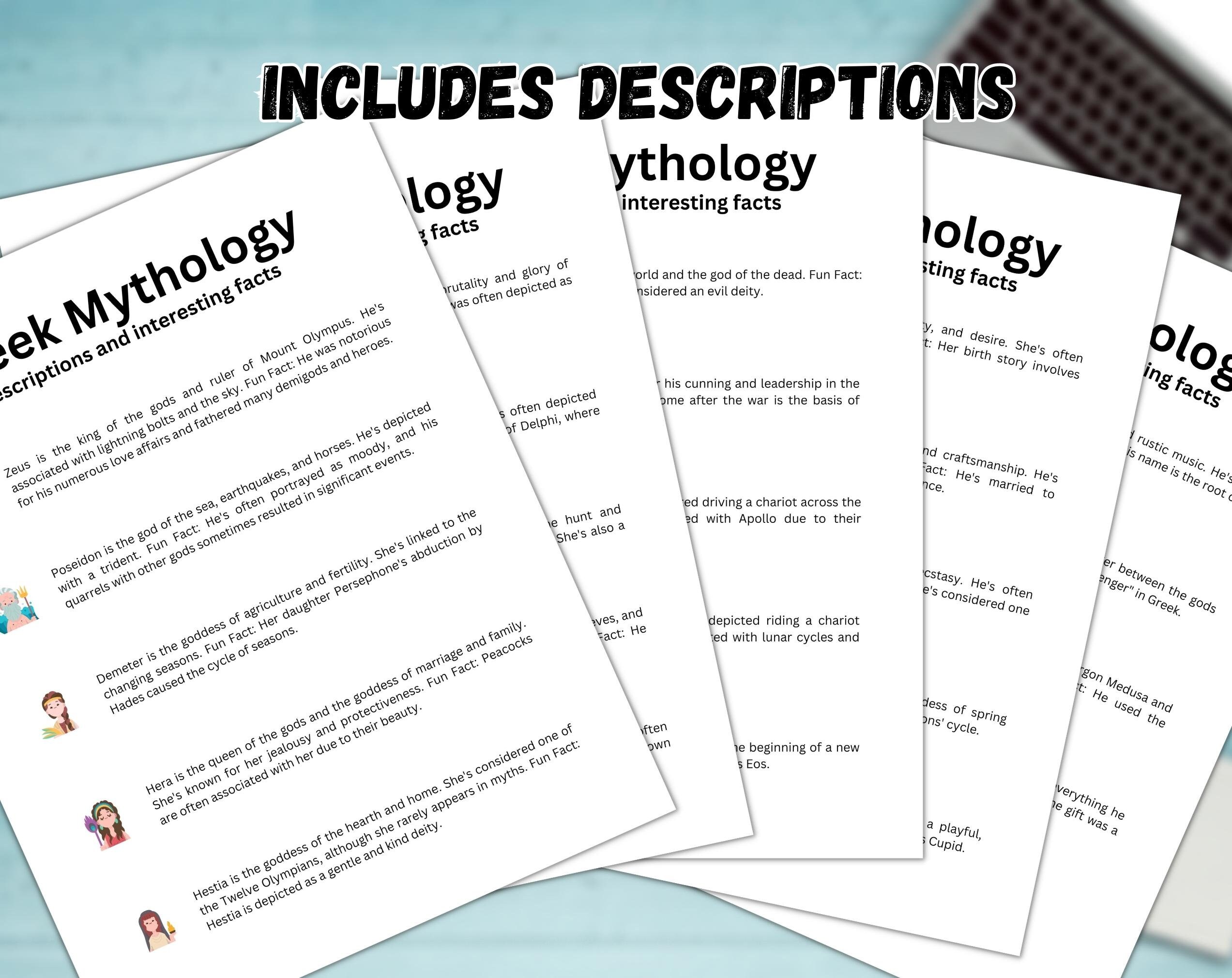 Printable Greek Mythology Flash Cards | Montessori Cards | 24 ...