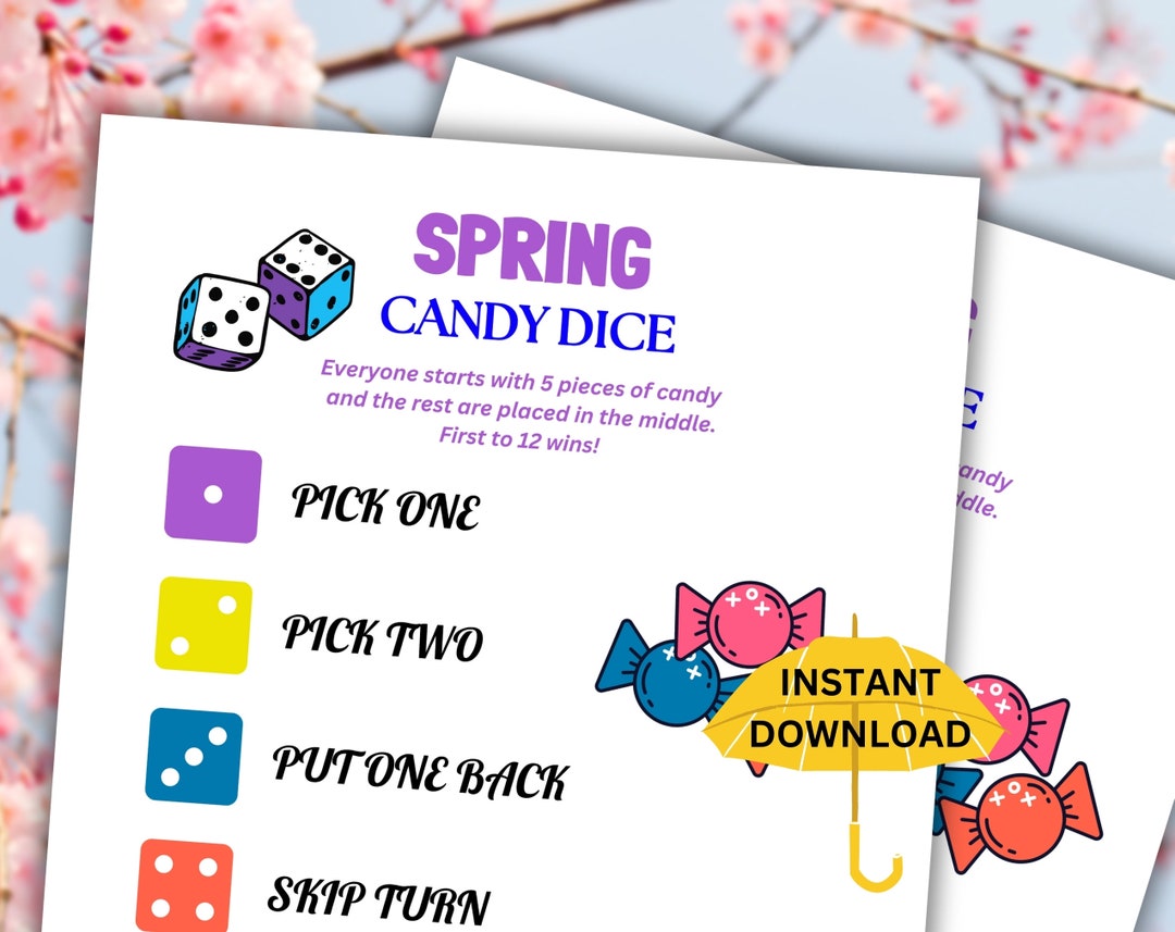 Spring Candy Dice Game | Printable Party Activity for Kids & Adults ...