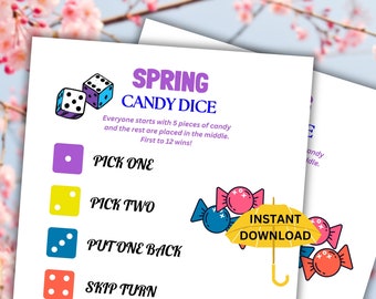 Candy Dice Game, Spring Game, Printable Spring Family Game, Spring Kids ...