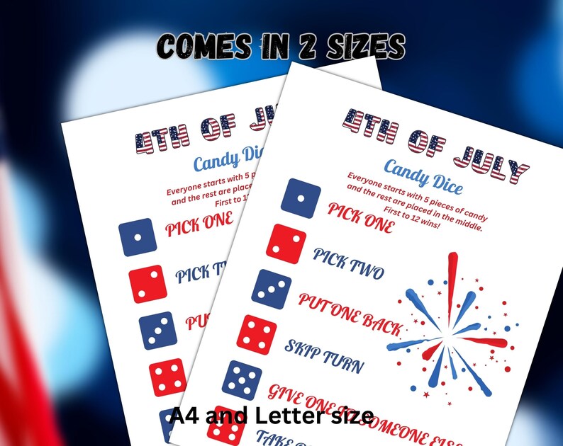 4th of July Candy Dice Game | Printable Party Activity for Kids ...