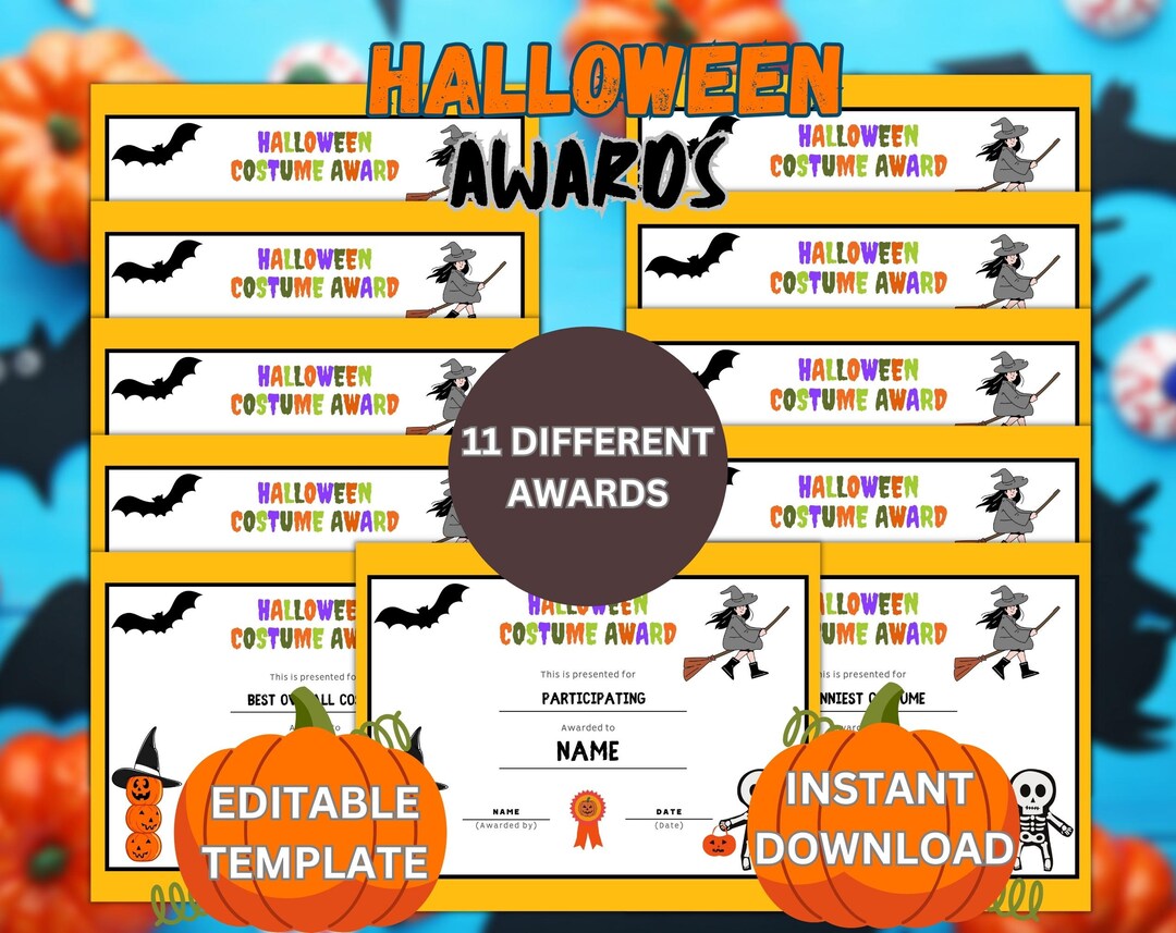 Halloween Costume Awards | Printable Certificates (digital Download) - Etsy