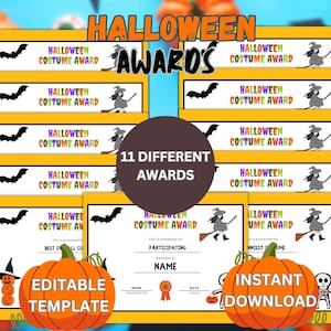 Halloween Costume Awards | Printable Certificates (digital Download) - Etsy